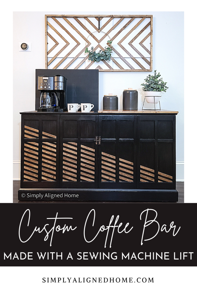 CUSTOM COFFEE BAR MADE WITH A SEWING MACHINE LIFT - Simply Aligned Home