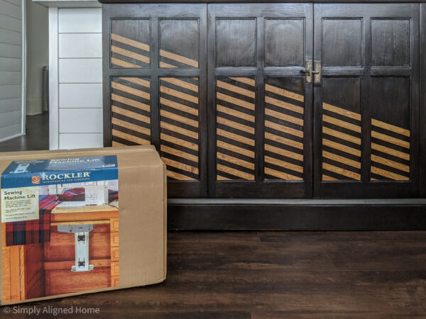 CUSTOM COFFEE BAR MADE WITH A SEWING MACHINE LIFT - Simply Aligned Home