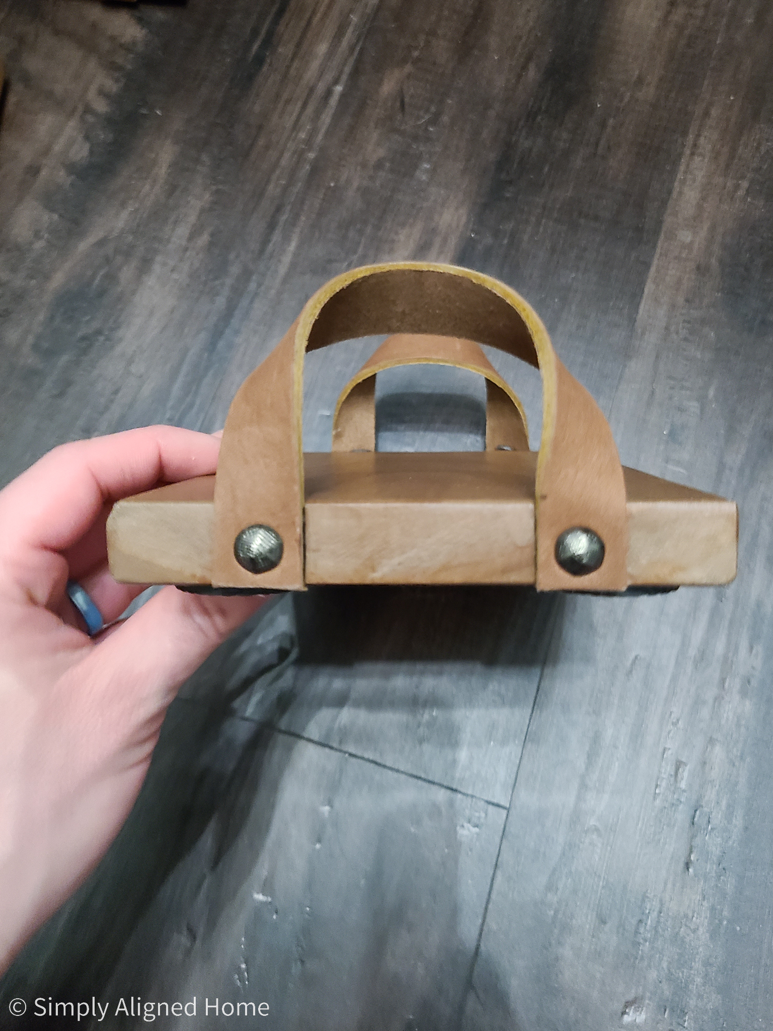 EASY TO MAKE DECORATIVE TRAY WITH LEATHER HANDLES - Simply Aligned Home