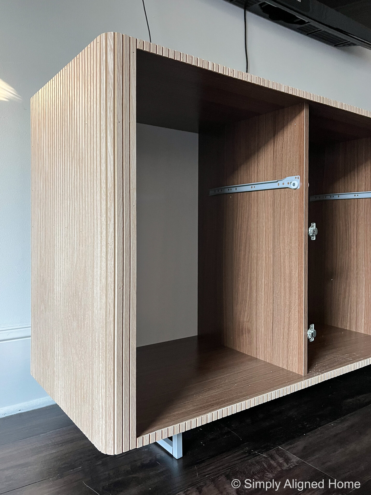 HOW TO MAKE A FLUTED SIDEBOARD WITH MARBLE EPOXY TOP - Simply Aligned Home