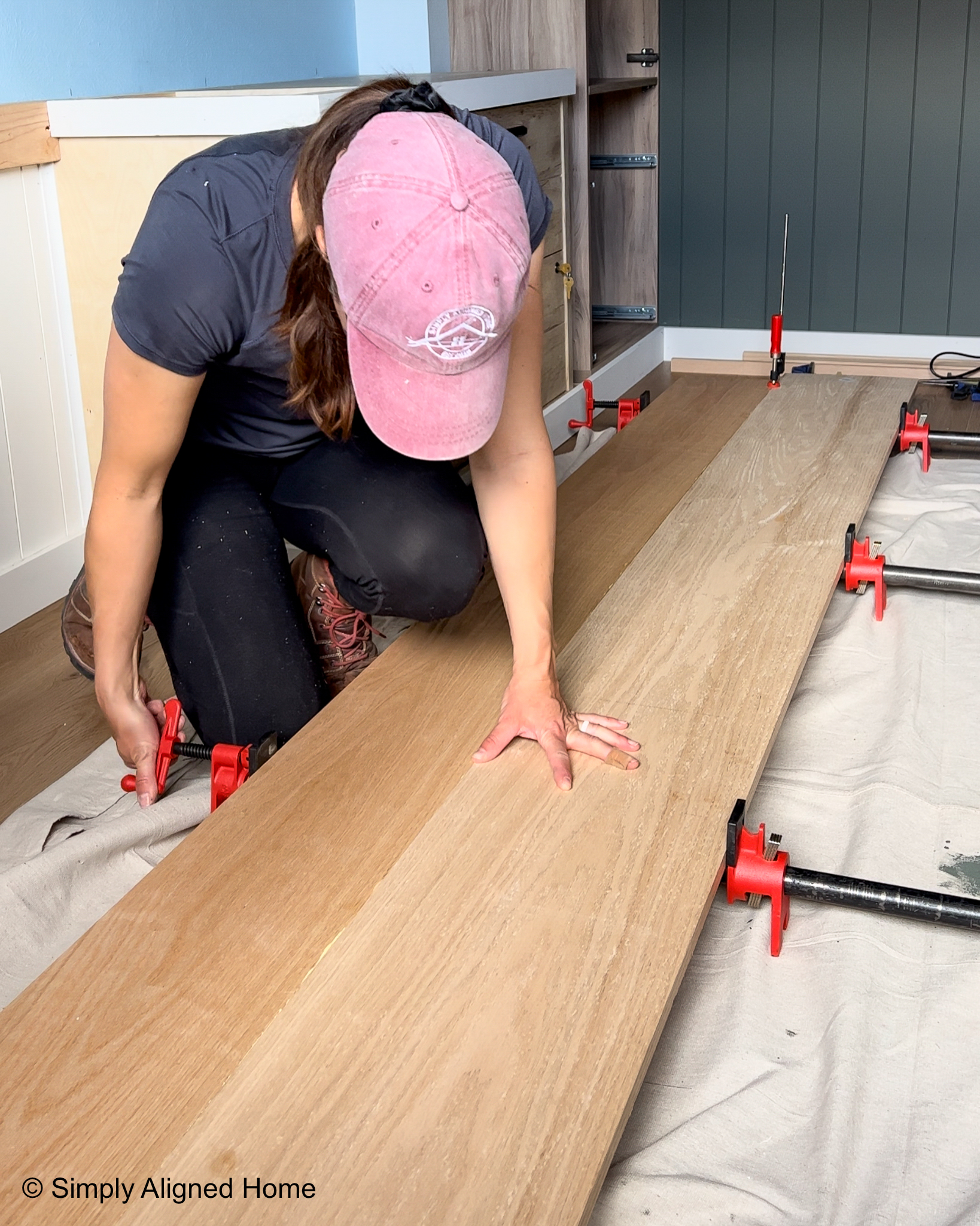 DIY Office Built In Desk with Shelving - Simply Aligned Home