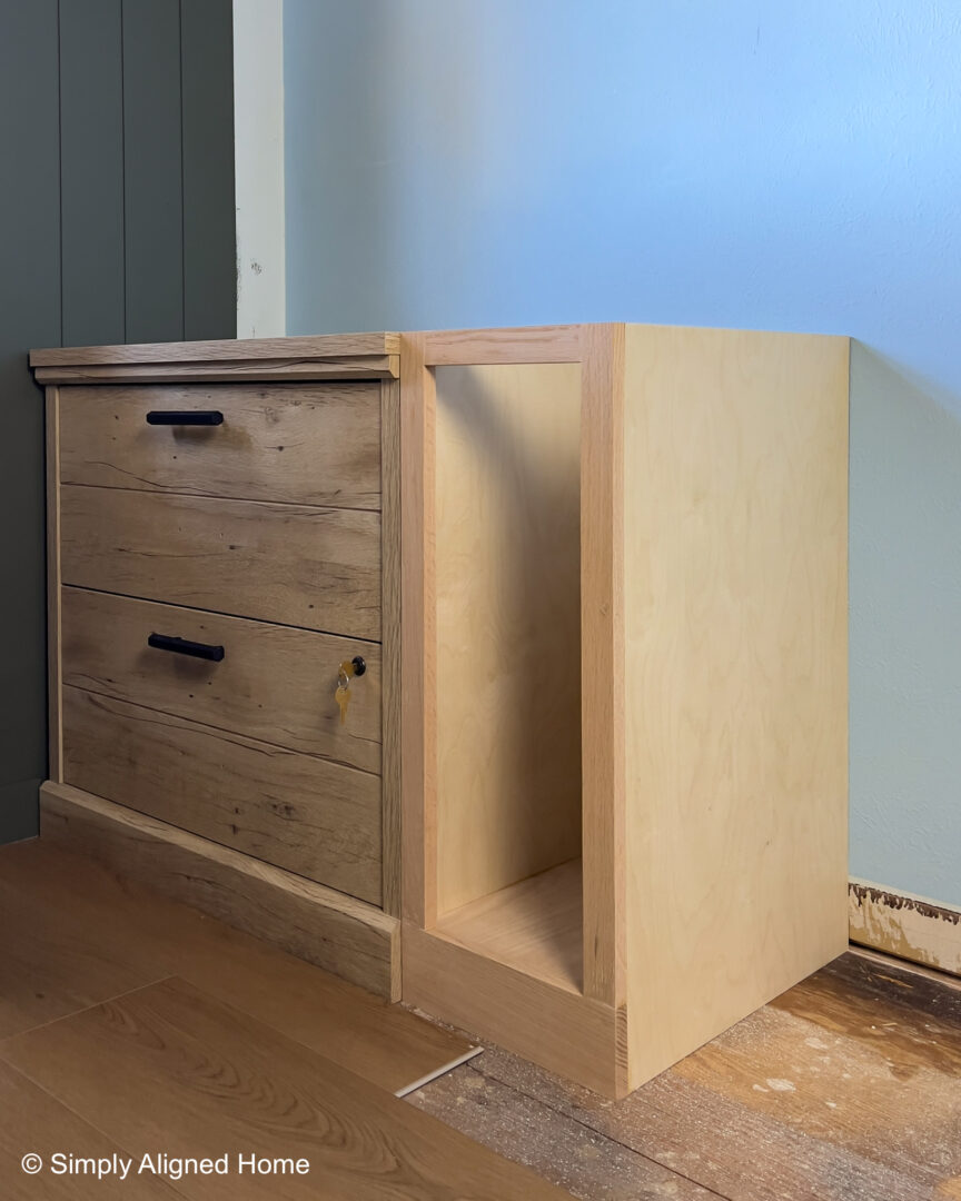 DIY Office Built In Desk with Shelving - Simply Aligned Home