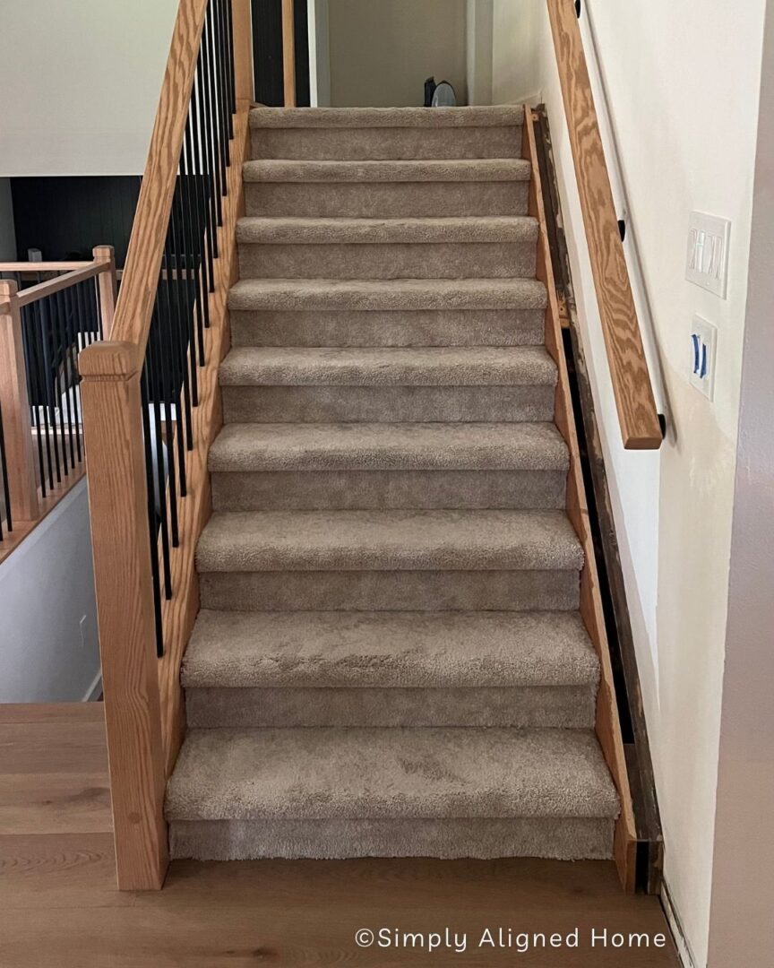 Easy DIY Staircase Makeover With Runner - Simply Aligned Home