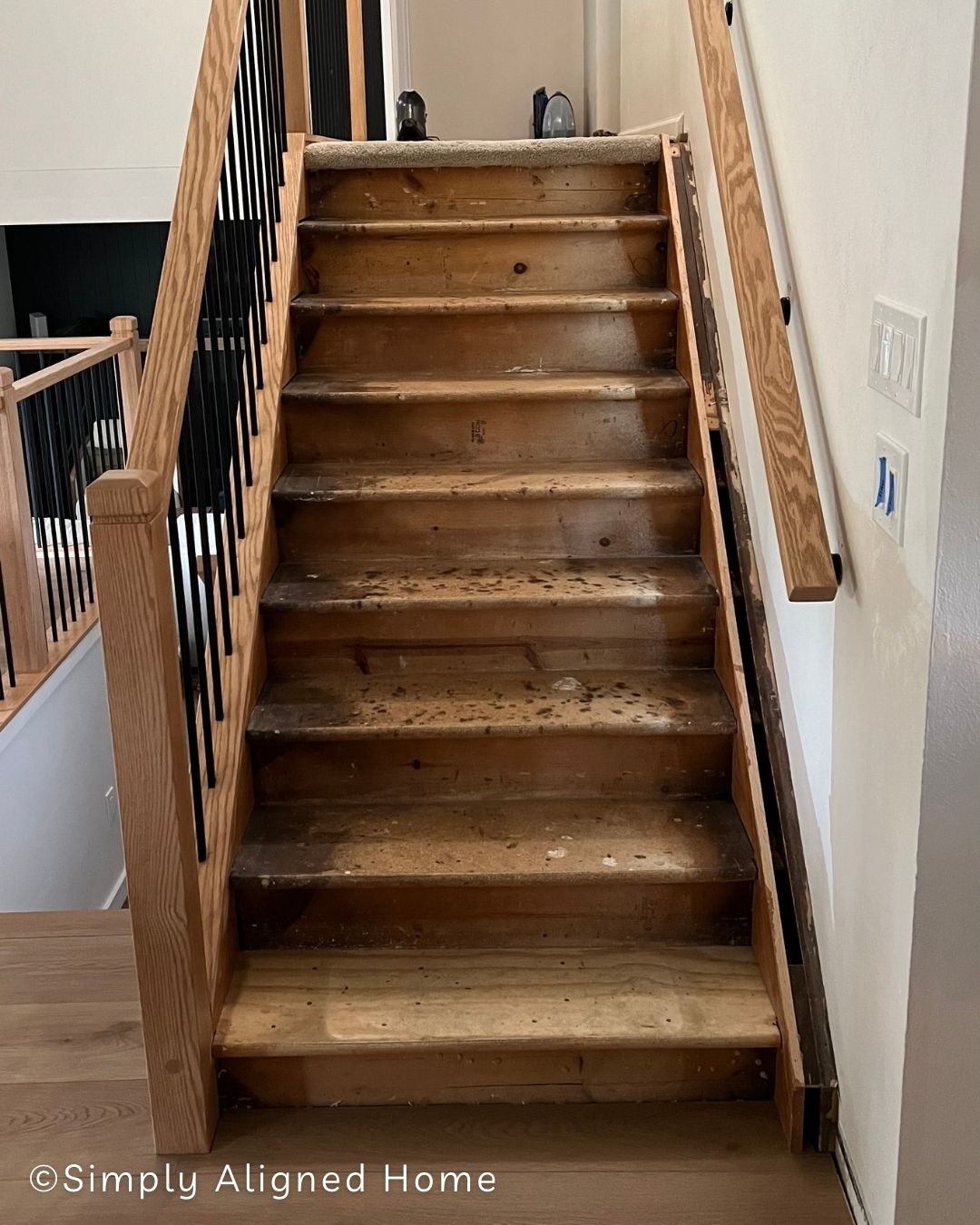 Easy DIY Staircase Makeover With Runner - Simply Aligned Home