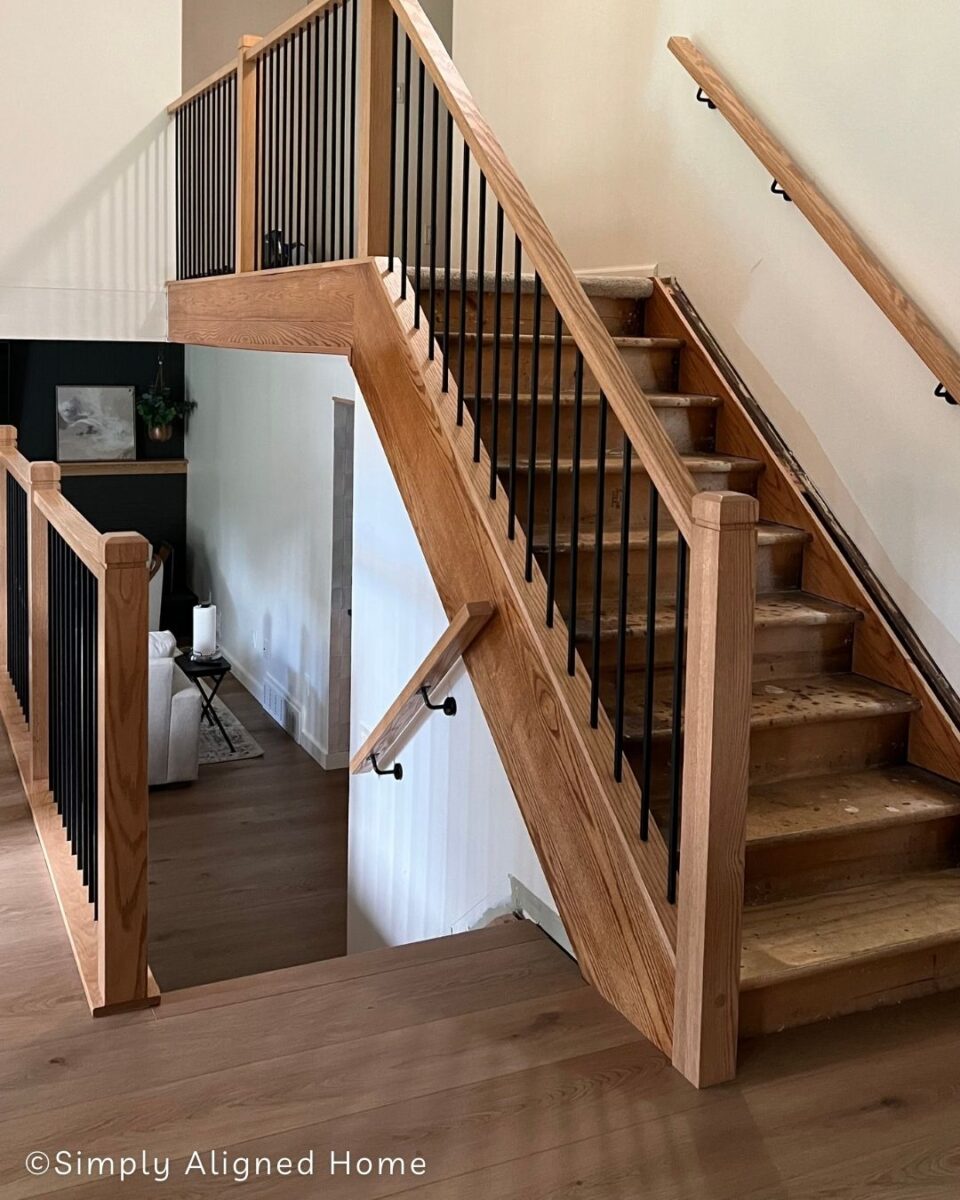 Easy DIY Staircase Makeover With Runner - Simply Aligned Home