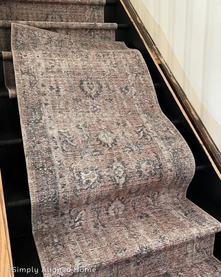 Easy DIY Staircase Makeover With Runner - Simply Aligned Home
