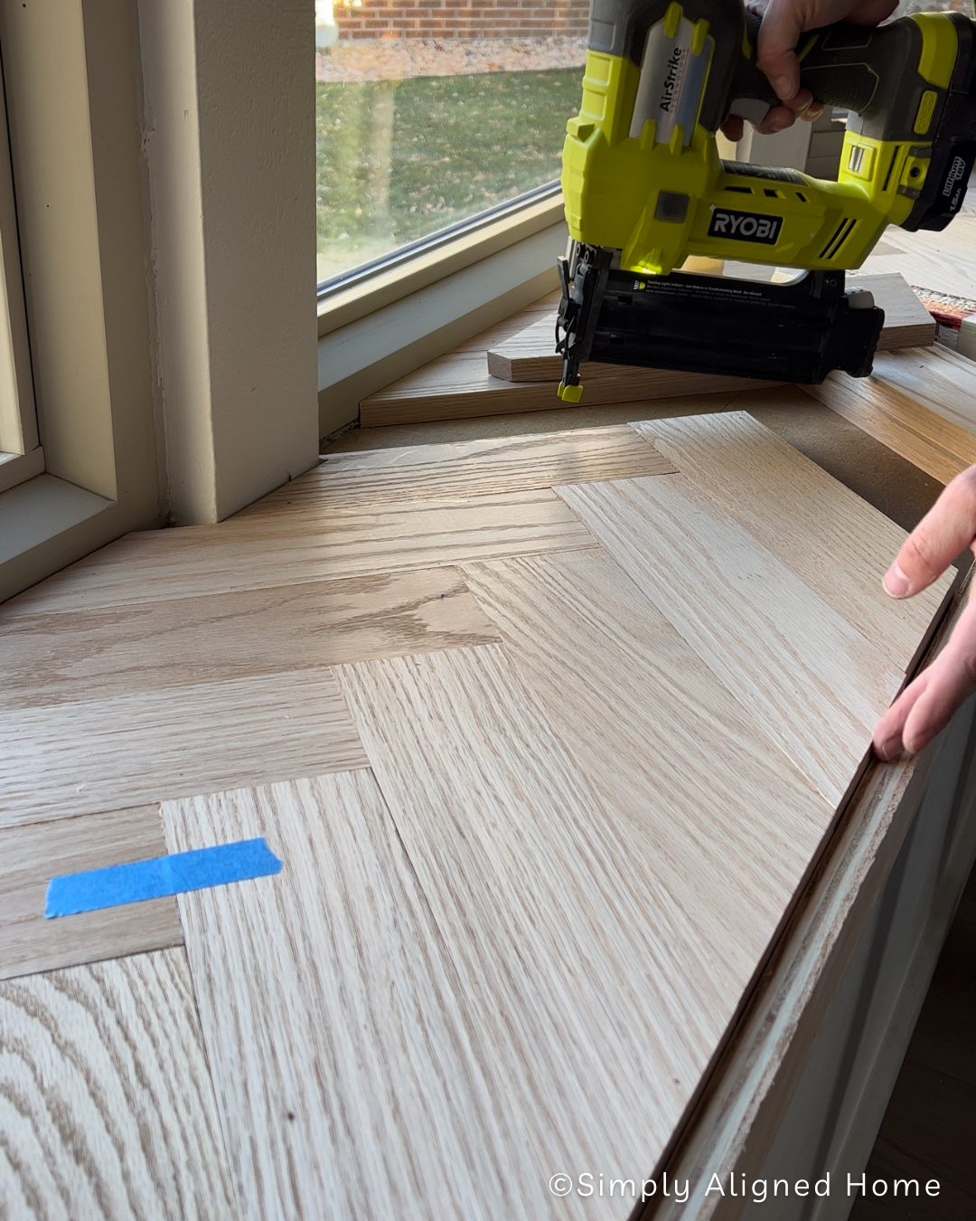 DIY Window Bench Upgrade with Stunning Wood Herringbone Pattern ...